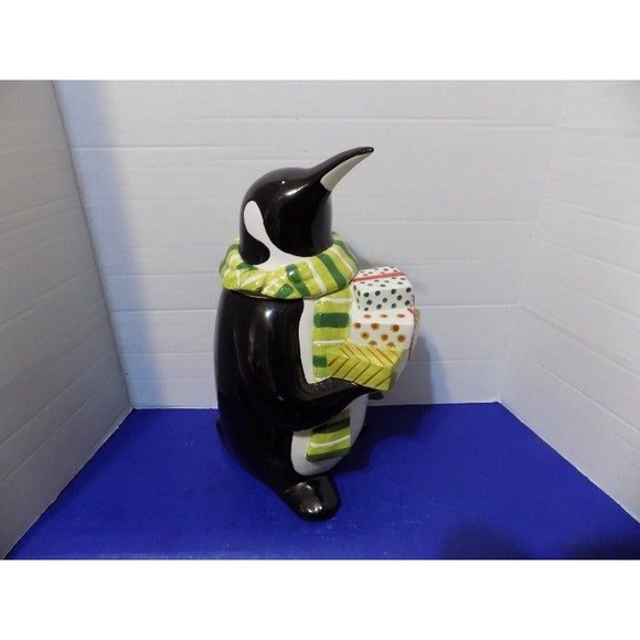 Christmas Penguin Cookie Jar | Holiday | Rare Holiday Christmas Penguin ...